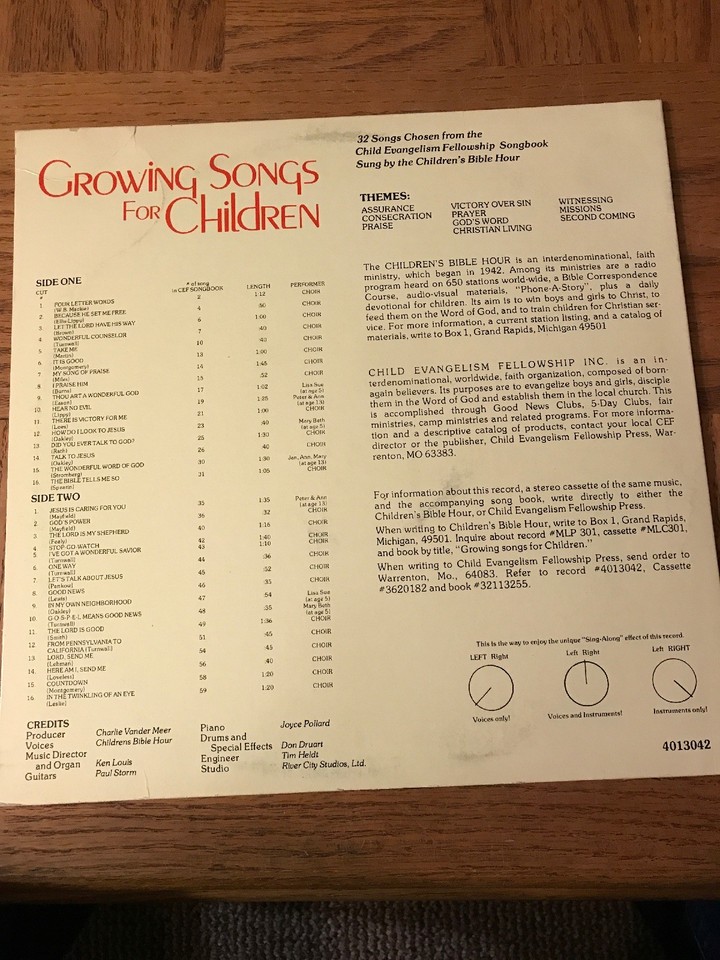 Growing Songs For Children Album | eBay