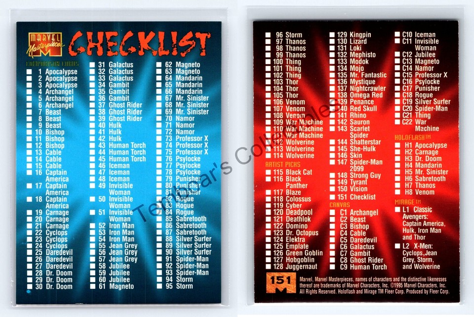 1995 Marvel Masterpieces⭐️COMPLETE YOUR Base Set⭐️[new inventory ...