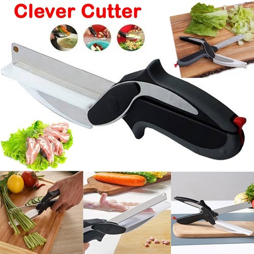 2-in-1 Clever Cutter shear Cutting Board Scissors Food Choppers ...