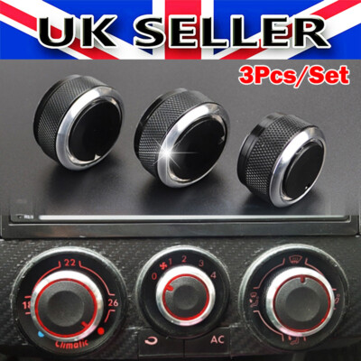 3x Aluminium Heater Dash Control Knobs Buttons For VW Polo MK4/MK5 9N ...