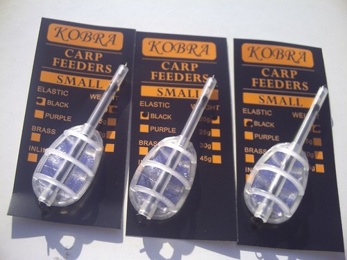 3 x Small Kobra Flat Method Feeders with Black Hollow Elastic 20g *New ...
