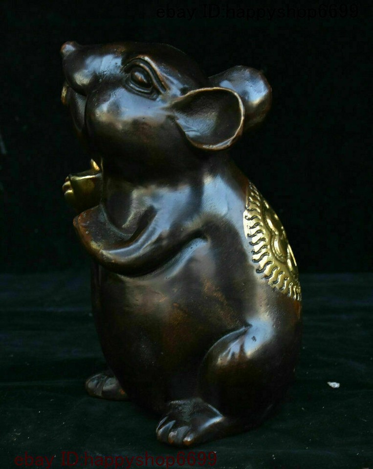 Collect Chinese Bronze Gilt Fengshui 12 Zodiac Year Animal Mouse Yuan ...