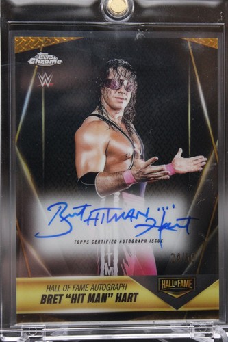 Bret Hart 2025 Topps Chrome WWE Hall of Fame Gold Refractor Autograph ...