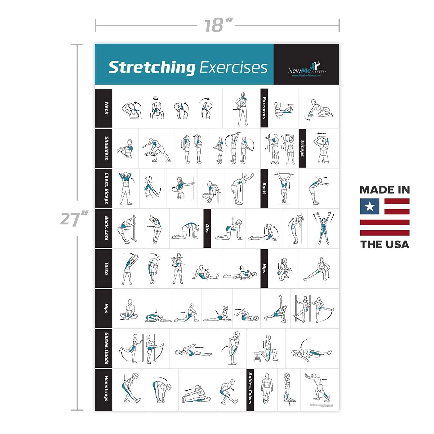 Workout Posters for Home Gym, Stretching Exercise Posters for Full Body ...