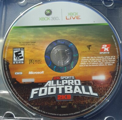 2k Sports All Pro Football 2K8 NFL (Microsoft Xbox 360, 2007) DISC ONLY ...