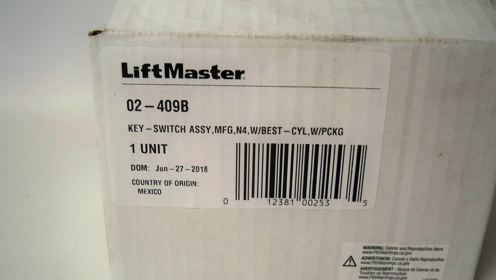 *NEW* Liftmaster 02-409B Best Cylinder Key Switch Assembly | eBay