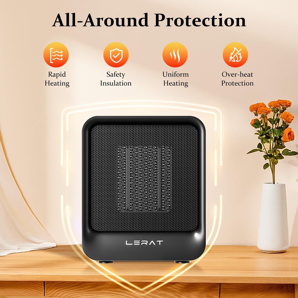 Lerat Space Heater, Portable Mini Heater for Indoor Use, 500W Fast ...