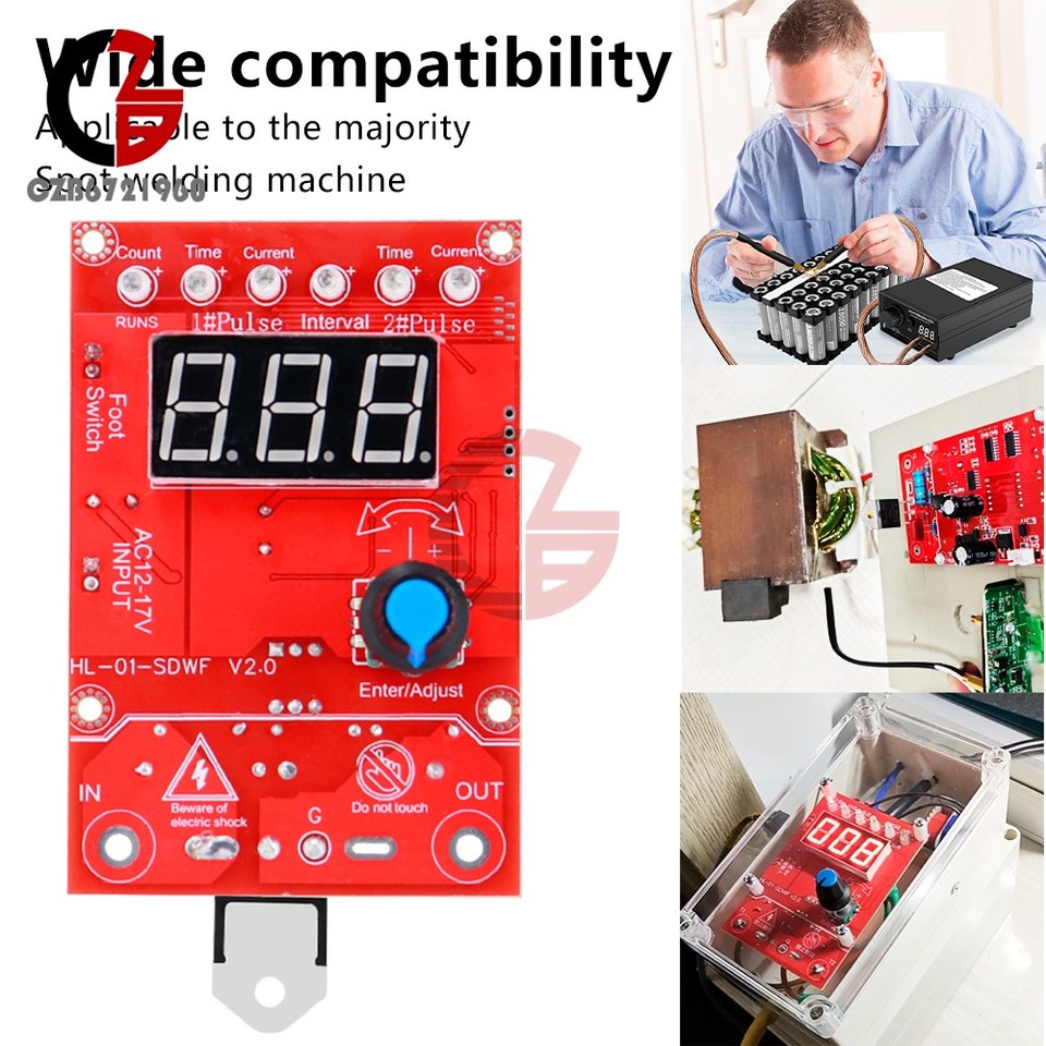 AC 12-17V Spot Welder Dual Pulse Transformer Controller Control Board ...