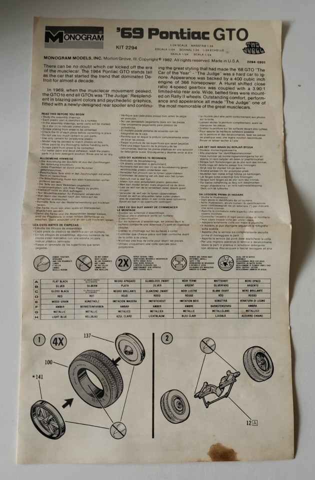 Monogram 1969 Pontiac GTO Judge Model Kit | eBay