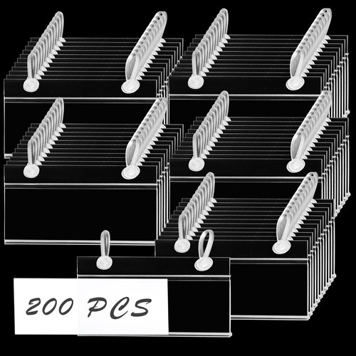200 Pieces Wire Shelf Label Holders,4" x 2.3" Clear Price Tag Holder ...