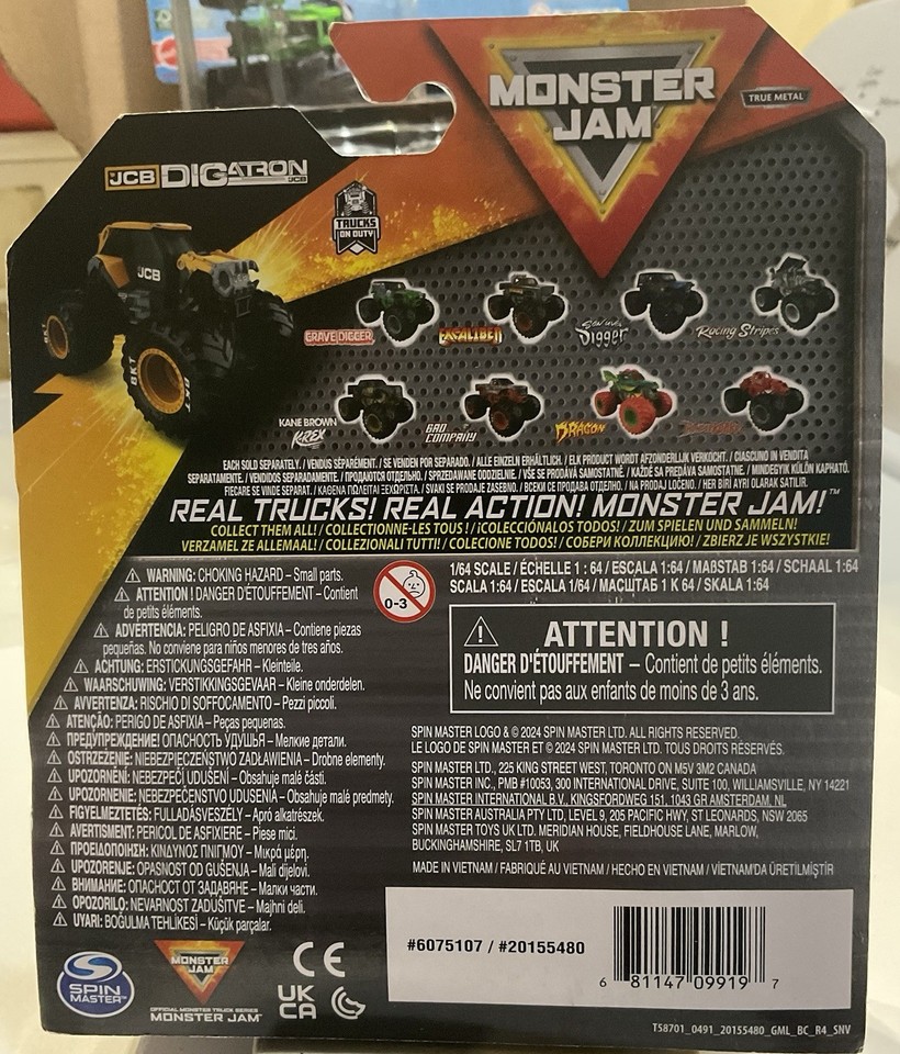 Monster Jam JCB DIGATRON Trucks On Duty Series 41 1:64 Spin Master 2025 ...