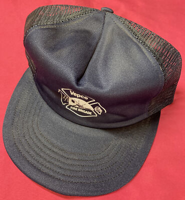 Vintage Mesh Hat Flatbill Cap Snapback Trucker VEPCO Fire Brigade Blue ...