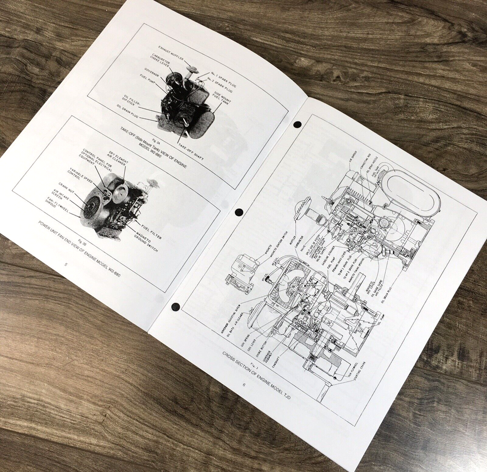 Wisconsin TJD THD TH Engine Service Parts Operators Manual Set Repair ...