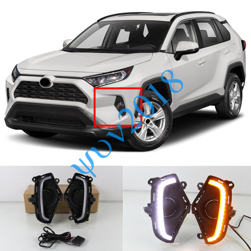 For Toyota RAV4 2019 LED DRL Daytime Running Lights Fog Lamp With Turn ...