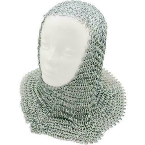 Medieval Aluminium Chain Mail Coif Butted Reenactment Standard Size ...