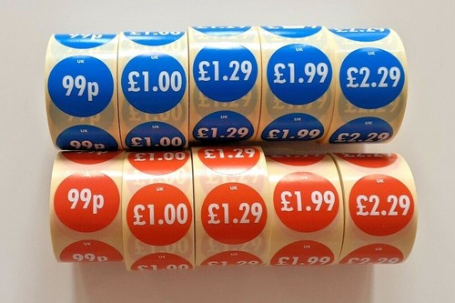 30mm Red Blue Shop Price Point Stickers / Sticky Labels / Swing Tag ...