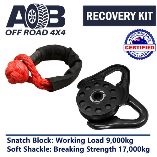 RECOVERY 1x Soft Shackle RED 17T + 1x Snatch Block 9T Black | eBay ...