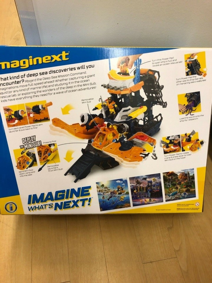 Fisher Price Imaginext Deep Sea Mission Command Ship Boat Diver Figures ...