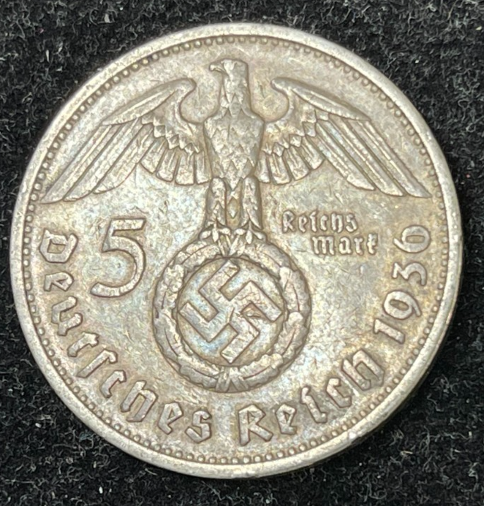 1936 A German Nazi 5 Marks Silver Coin #2 Great Condition High Value | eBay