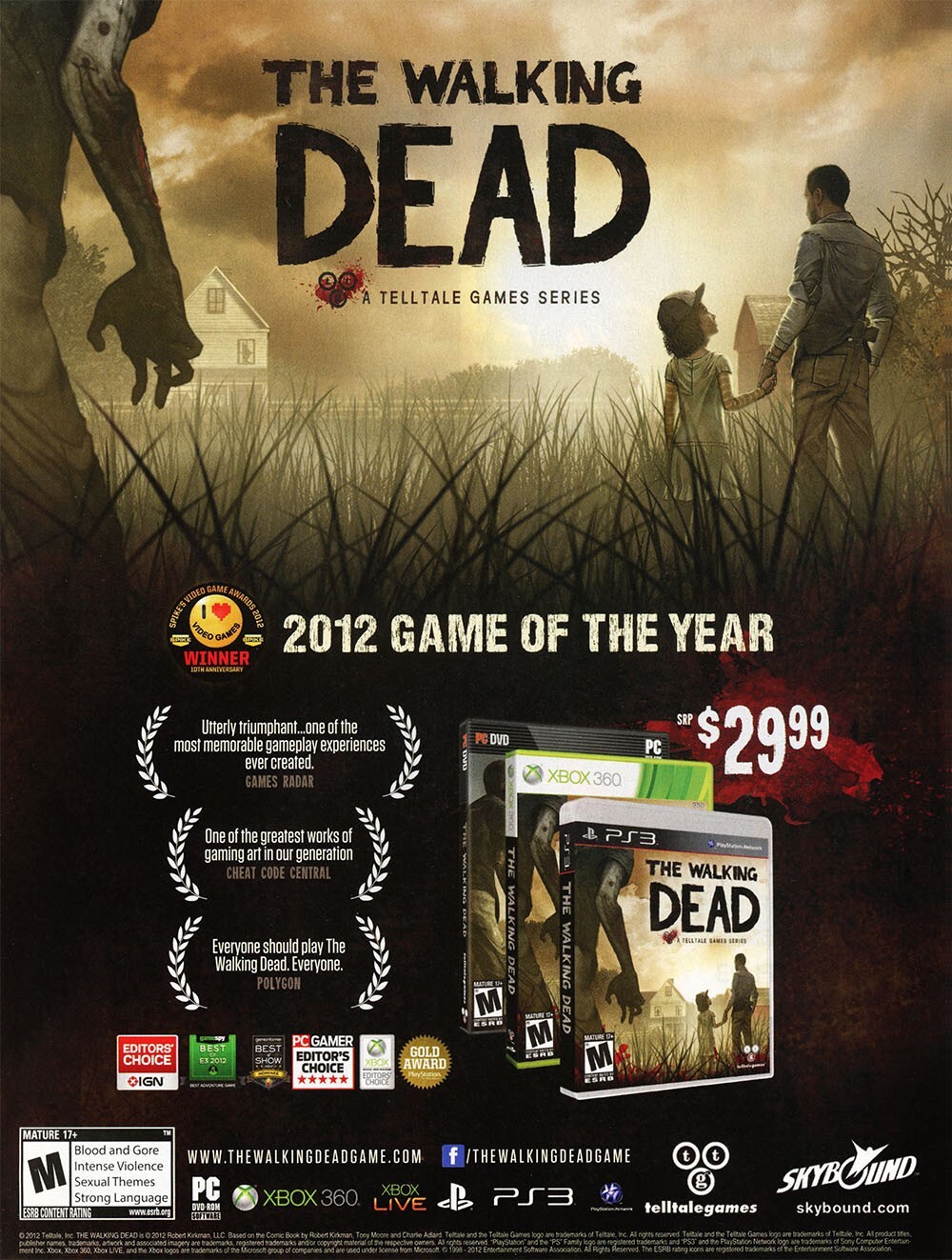 Walking Dead PS3 Original 2014 Ad Authentic TellTale Game Series Horror ...