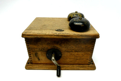 Antique Old Oak Case Telephone Ringer Box Bell Wall Hanging Used Parts ...