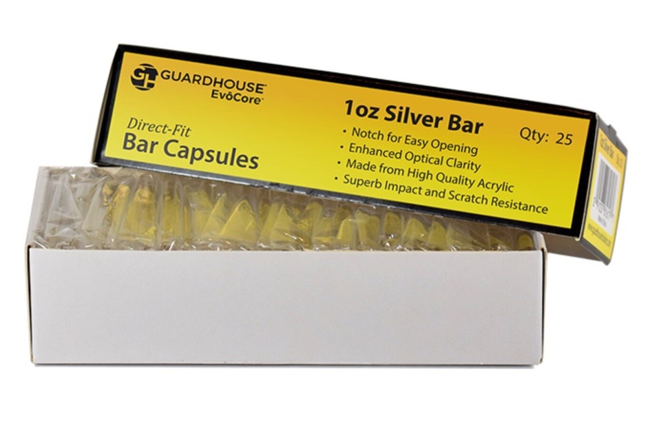 25 Pk 1oz Direct Fit Bar Capsules / Holders for 1 oz Silver Bars by ...