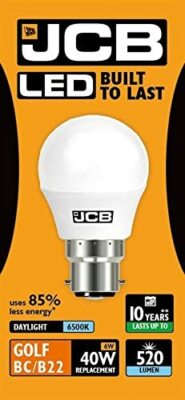 6 or 12 6W = 40WATT LED BAYONET/BC/B22 GOLF BALL LIGHT BULB DAYLIGHT ...