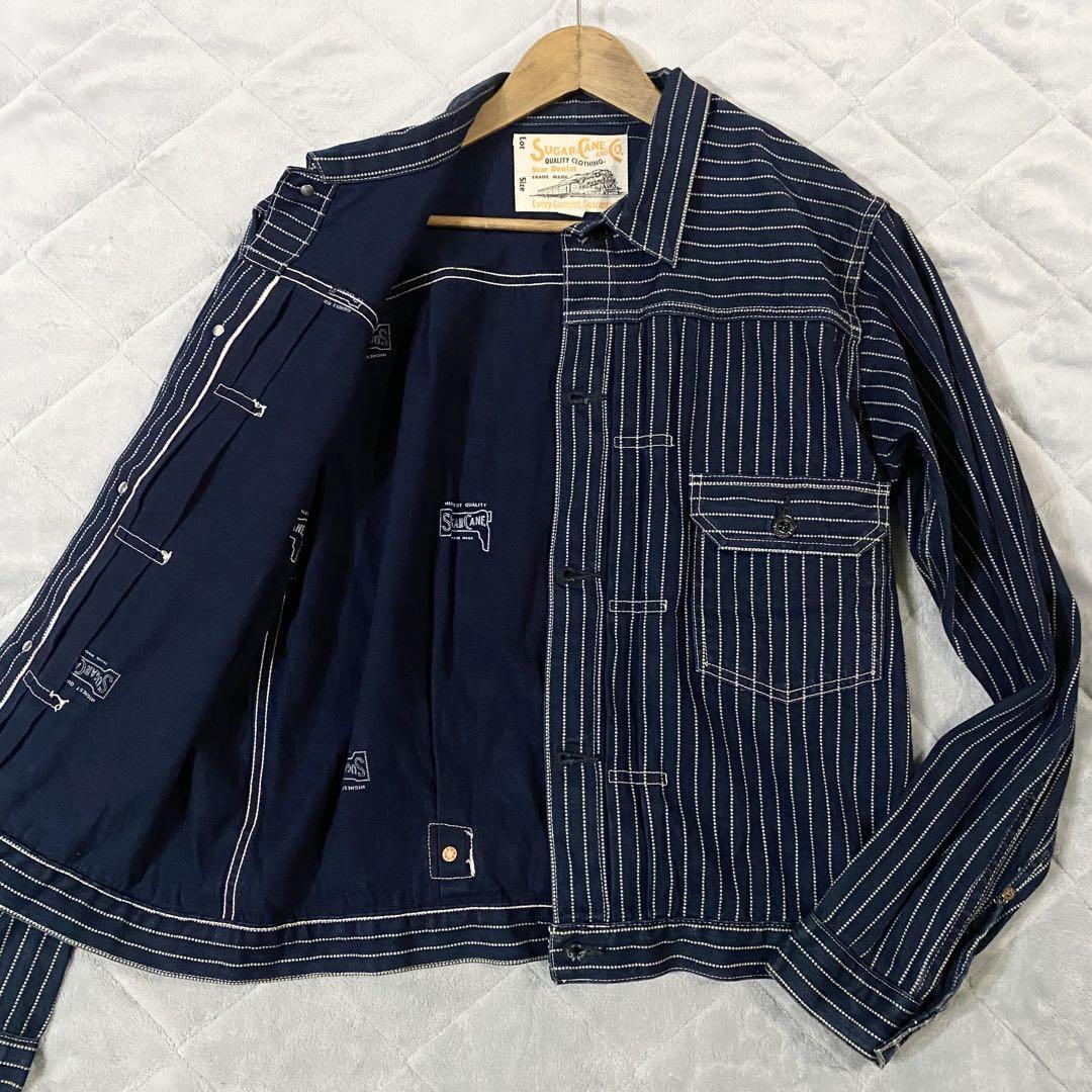 Rare SUGAR CANE 1St Denim Jacket Wabash Stripe Men's … - Gem