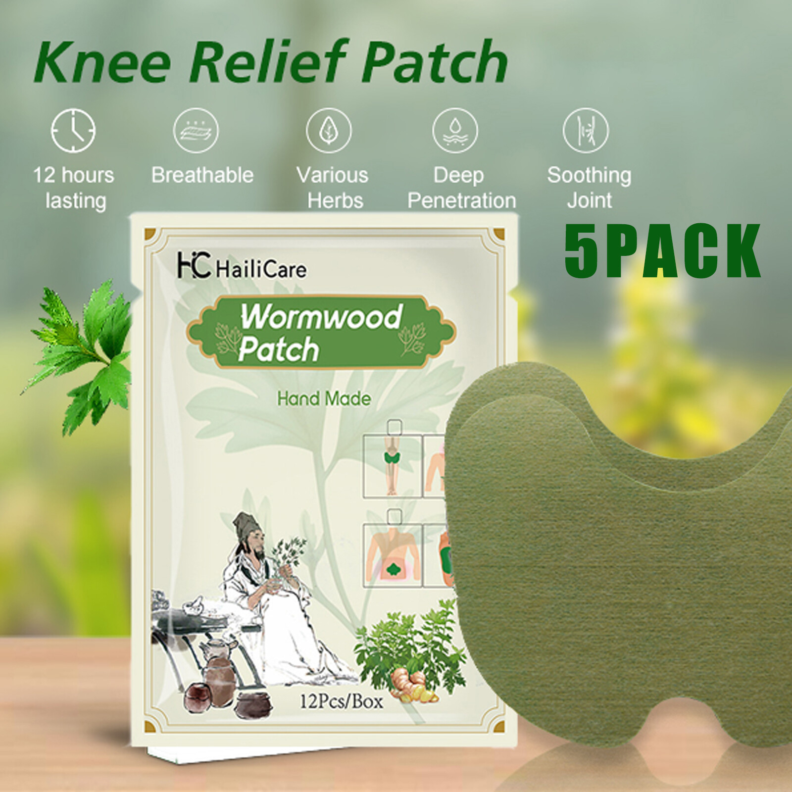 60PCS Knee Pain Relief Patches Wormwood Sticker Neck Waist Joint Ache ...