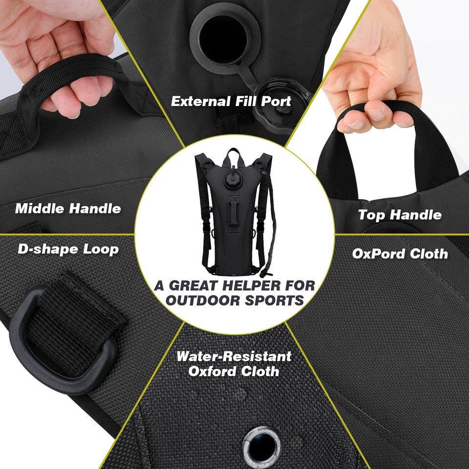 2-10L Water Bladder Bag Hydration System Backpack Survival Pack Camping ...