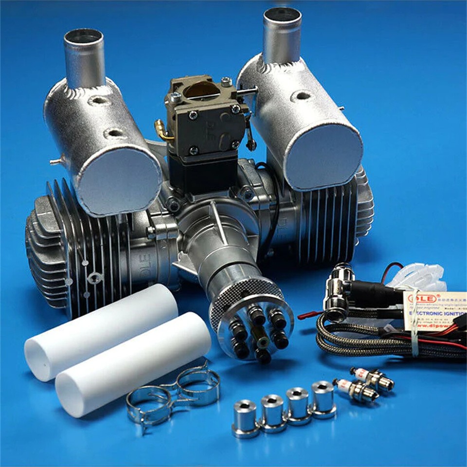 DLE 222CC Gas Engine Four Cylinder Two Stroke Side Exhaust with CDI ...