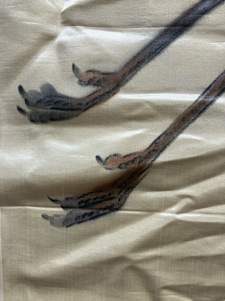 Large Silk Painting Asia Art Early 20th Century Wading Bird Vietnam ...