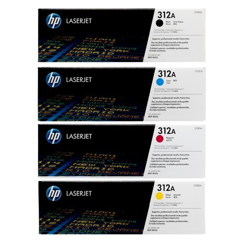 New HP 312A High Yield Toner Cartridge Set 4 Pack CF380A/CF381A/CF382A ...