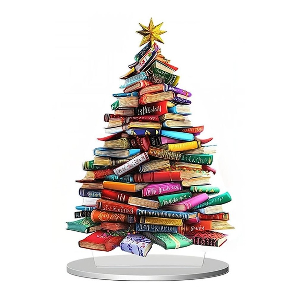 1pc Book Lovers Christmas Tree-Shaped Pendant Ornament Sale Decor 2D ...