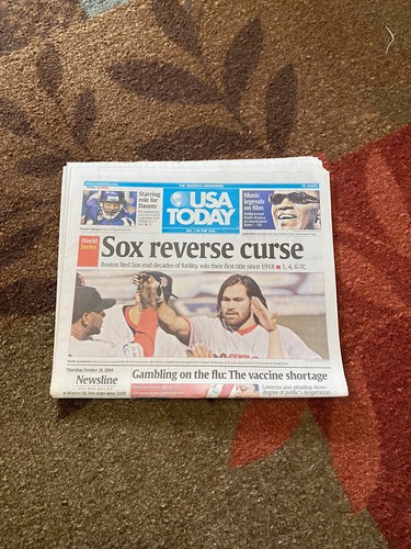USA Today Boston Red Sox World Series Reverse The Curse October 28 ...