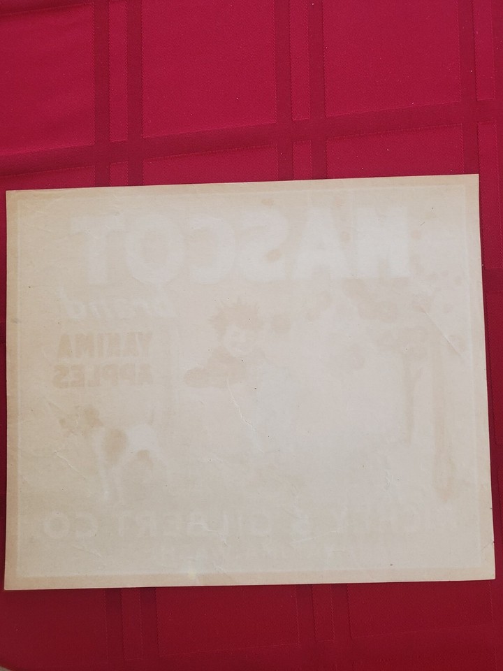 ORIGINAL MASCOT BRAND APPLE WOOD CRATE LABEL 1ST DESIGN RICHEY ...