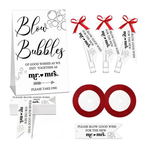 101 Pcs Wedding Bubbles Sign Tags Wands Blow Send Off Favors Bubble ...