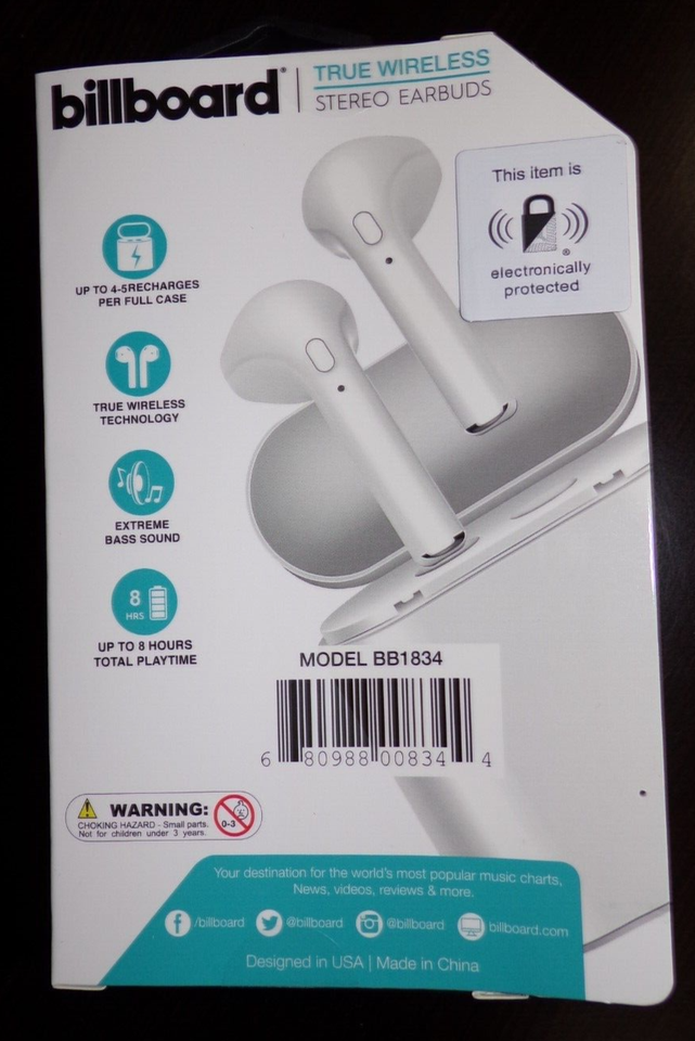 Billboard True Wireless Stereo Earbuds Bluetooth Extreme Bass Sealed ...