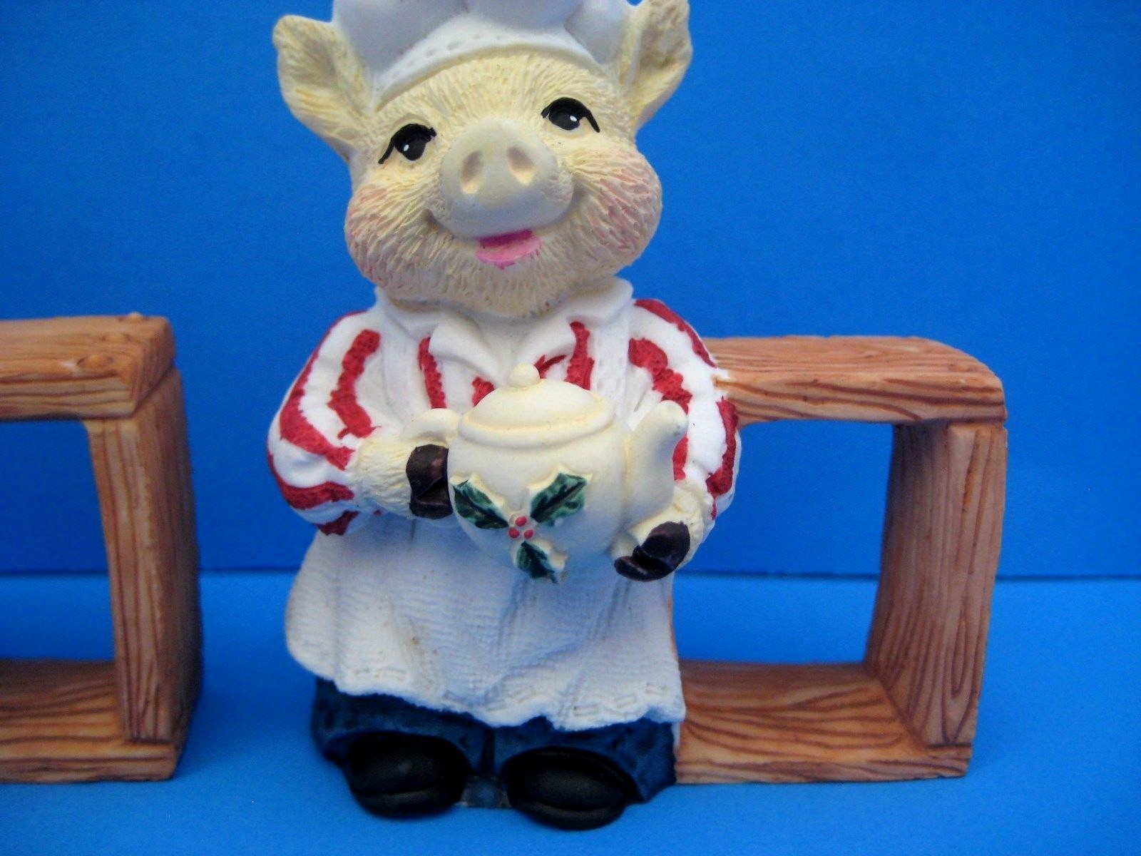 Figurines Ceramic Bisque Christmas Pig Chefs Pair Minis Attached Shadow ...