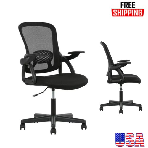 Ergonomic Mesh Back Task Home Office Chair W/ Flip-up Arms, Black ...