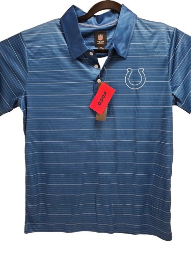 NFL Indianapolis Colts Blue Polo POLY Golf Shirt FOCO Medium 49" Chest ...