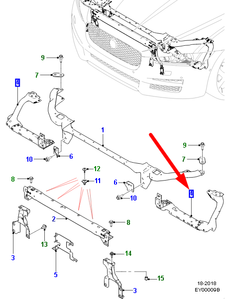 Genuine Jaguar XE & XF Front Panel Support Frame RH Part T4N3260 for ...