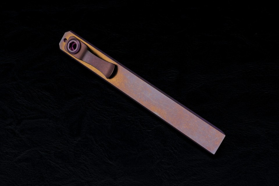 Zach Wood 6" Titanium Clip It Pry Herringbone Pattern SW Gold Pink ...