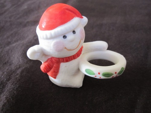 Vintage Enesco Porcelain Snowman Christmas Placeholder Decoration ...