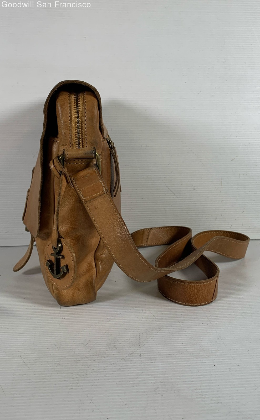 Harbour 2nd Brown Leather Classic Lined Pockets Adjustable Strap ...