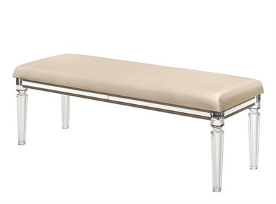 Majestic Gold Fabric Upholstered 54" Bedside Bench with Clear Acrylic ...