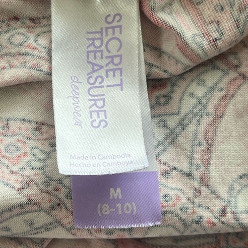 Secret Treasures Womens Sz M Nightgown Nightie Pink Black Paisley Print ...