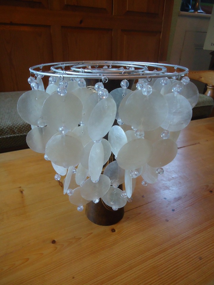 Vintage Capiz Shell Waterfall Pendant Light Shade in Natural Shell with ...