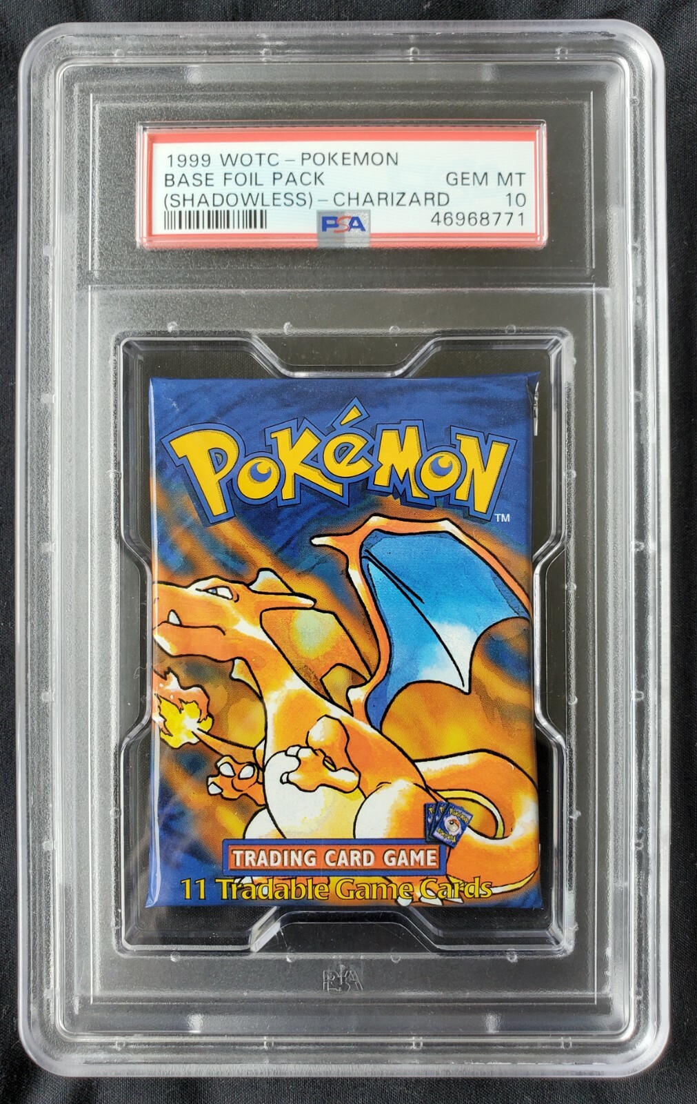 1999 WOTC Pokemon SHADOWLESS Charizard Base Set foil Booster Pack PSA10 ...