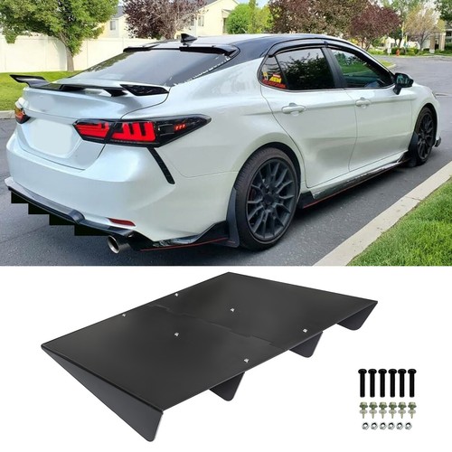 For Toyota Camry 4 Fins Matte Black Rear Bumper Diffuser Lip Spoiler ...